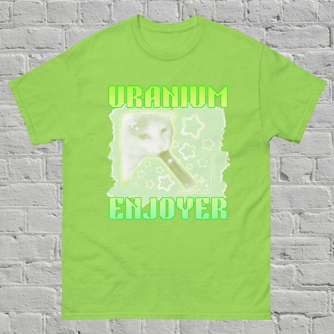 Retro Gag Gift: Uranium Enjoyer Silly Cat T-shirt | Fun Vintage Design ...