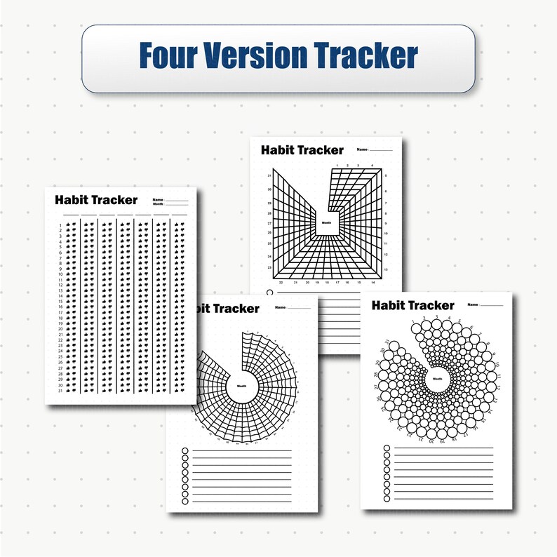 Minimalist Monthly Habit Tracker Printable | 4 Unique Designs (PDF ...