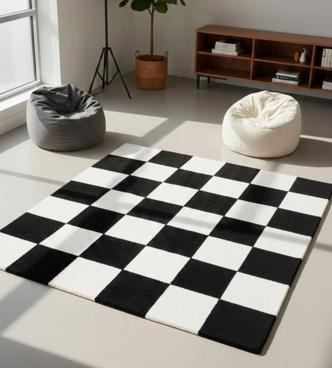 Modern Checkerboard Tufted | Hand-tufted Black & White Area Rug | Plush ...