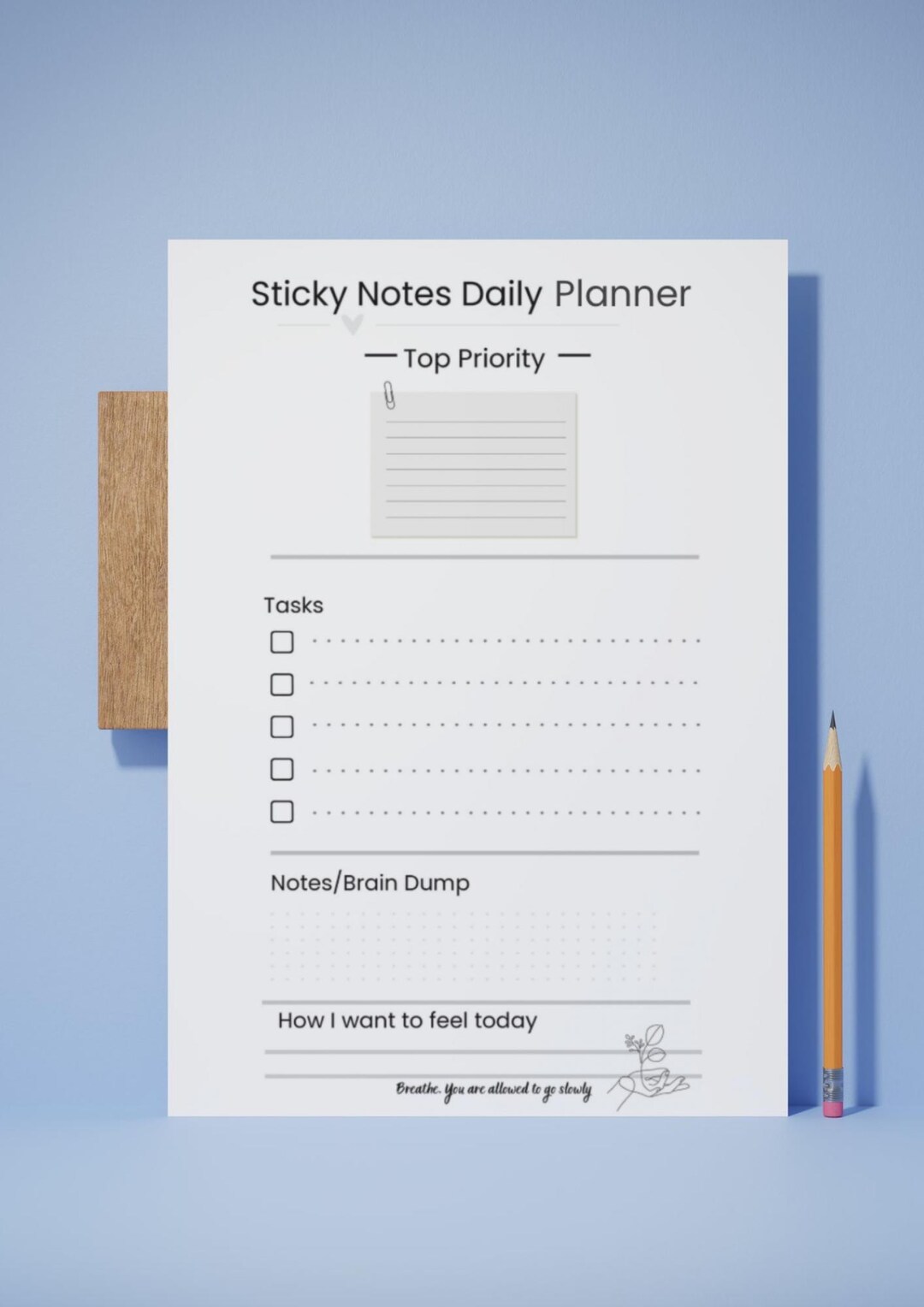 Sticky Notes Style Daily Planner Printable PDF 60 Pages Digital - Etsy
