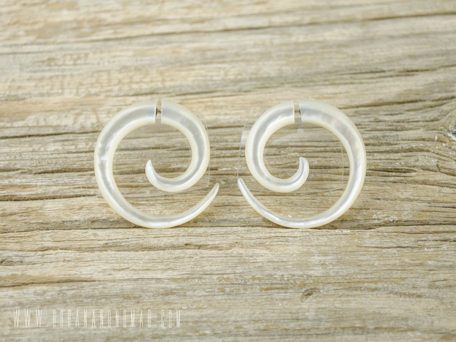 Fake Gauges Earrings Mother Pearl Spiral Earring Tribal | Etsy