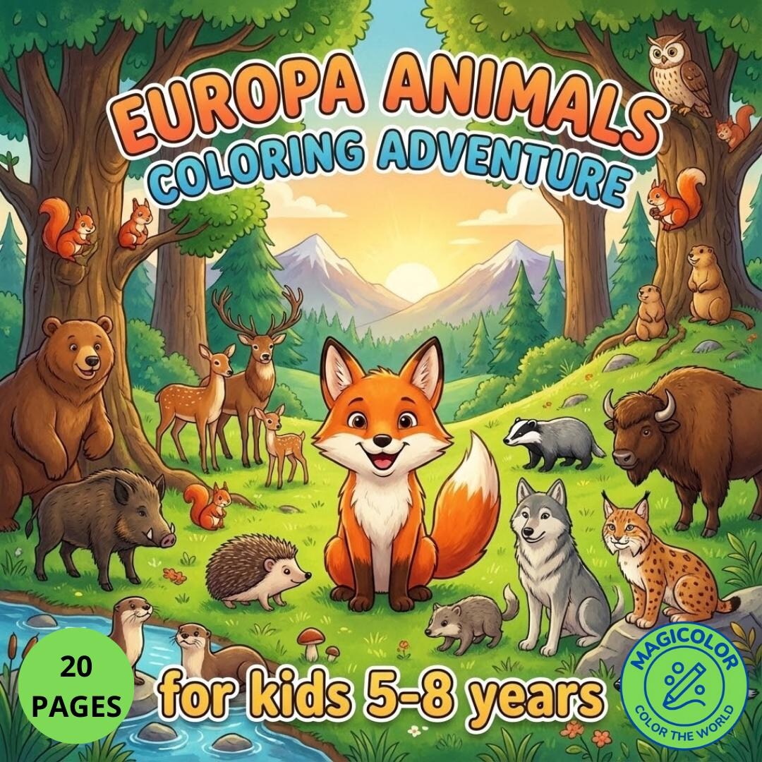 Europa Animals.coloring Book for Children Aged 5 to 8 - Etsy