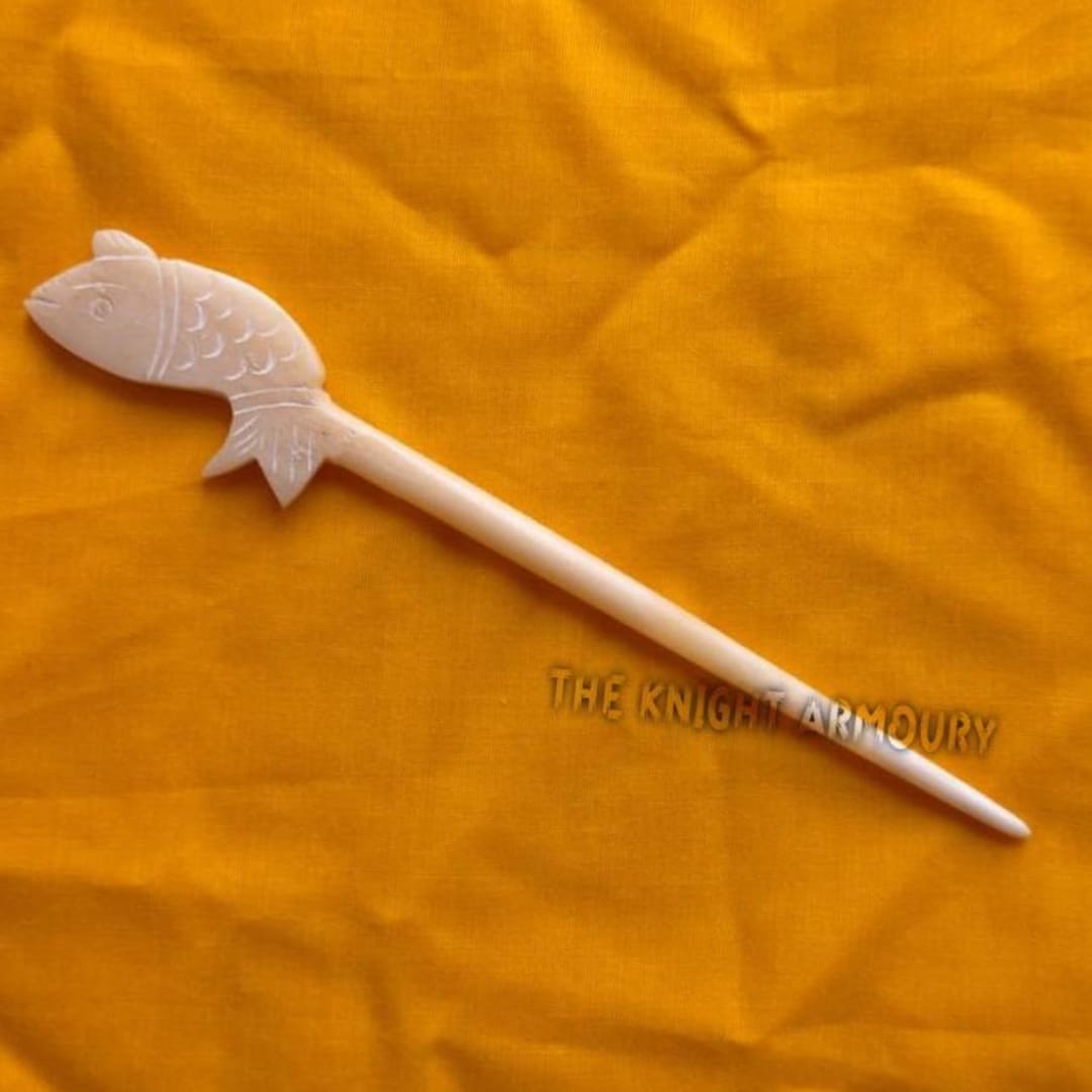 Buy Hand-carved Bone Horn Fish Hair Pin, Viking Medieval Celtic ...