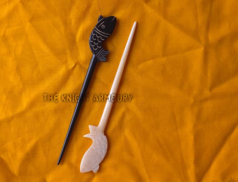 Buy Hand-carved Bone Horn Fish Hair Pin, Viking Medieval Celtic ...