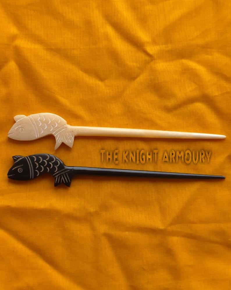 Buy Hand-carved Bone Horn Fish Hair Pin, Viking Medieval Celtic ...