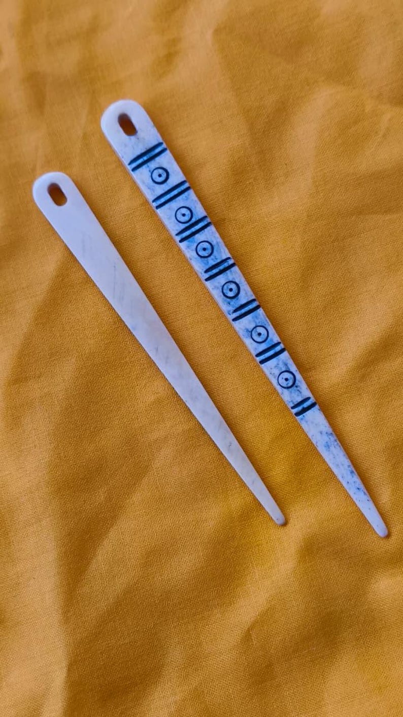 Buy Handmade Black Bone Nålbinding Needle | Tribal Circle Design ...