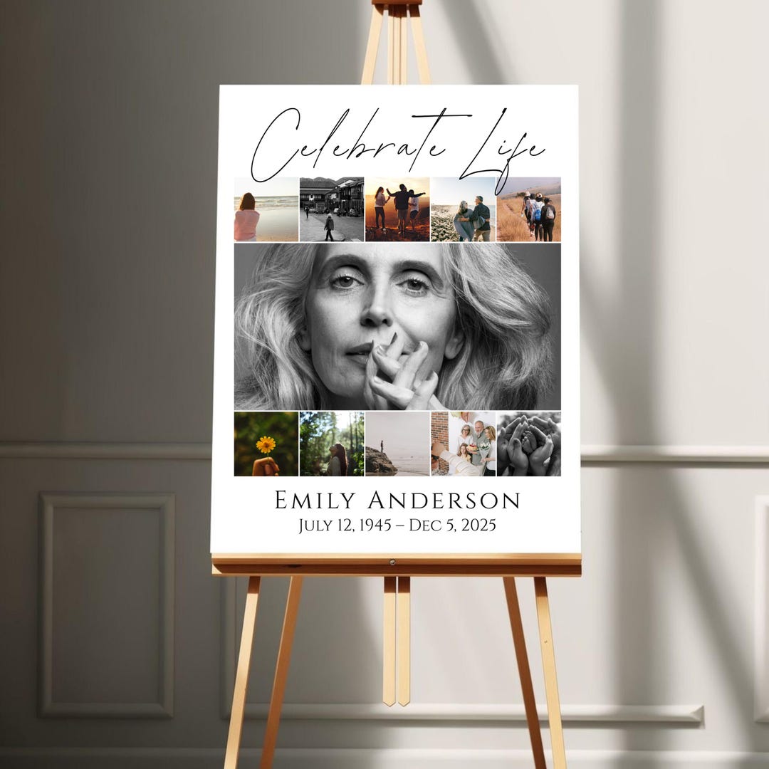 Funeral Photo Board, Funeral Poster, Celebration of Life Poster ...