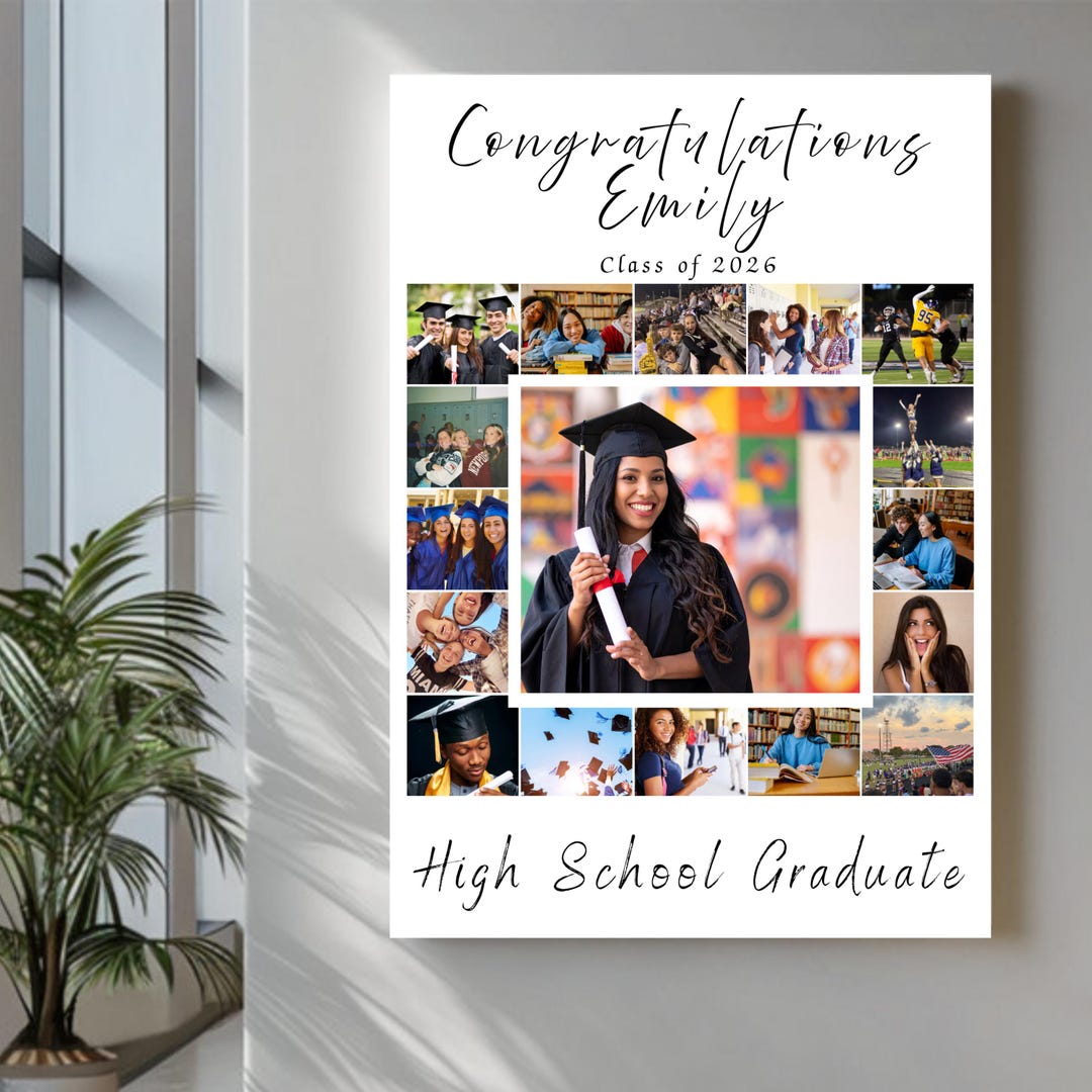 Graduation Photo Collage Template, Class of 2026, Custom Senior Gift ...