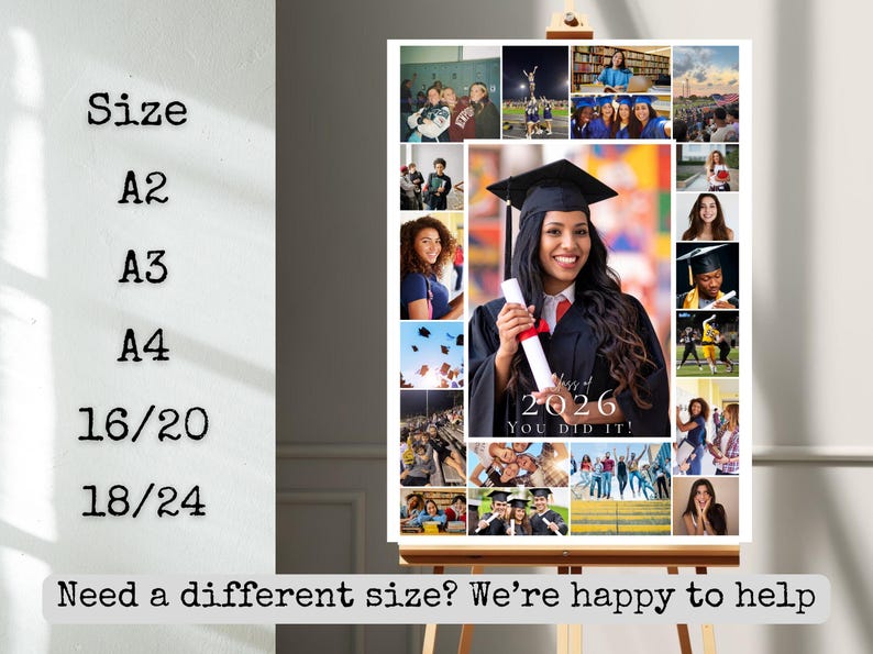 Graduation Photo Collage Poster 2026, Personalized Senior Memories ...