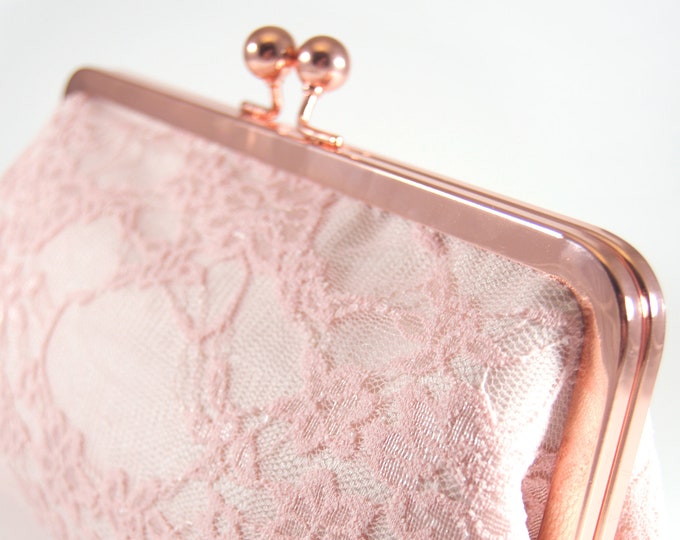 Pink Lace Clutch, Lace Clutch, Pink Lace Purse, Pink and Ivory Clutch ...