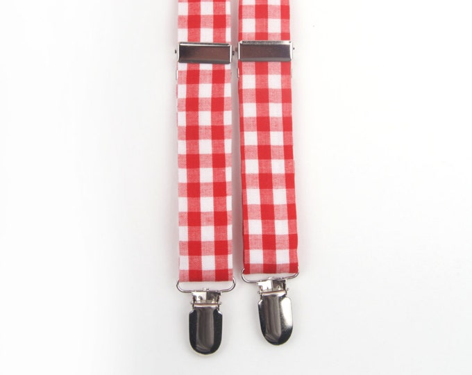 Red Gingham Suspenders, Red Check Suspenders, Red Suspenders, Christmas ...