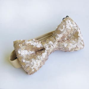 Champagne Sequin Bow Tie, Champgne Bow Tie, Champagne Glitter Bow Tie, Sequin Bow Tie, Champagne ...