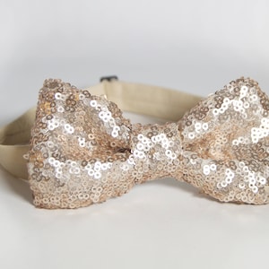 Champagne Sequin Bow Tie, Champgne Bow Tie, Champagne Glitter Bow Tie, Sequin Bow Tie, Champagne ...