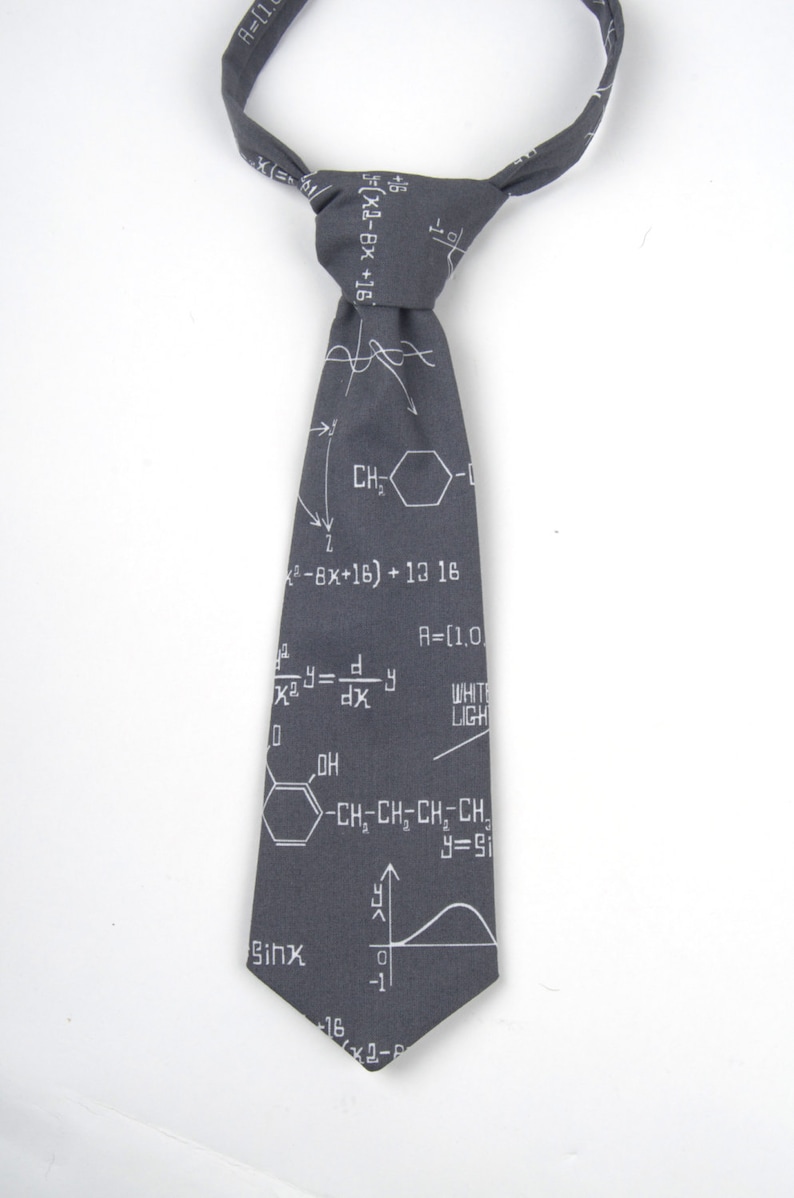 Grey Math Necktie, Kid's Math Tie, Boy's Math Tie, Science Tie, Science ...