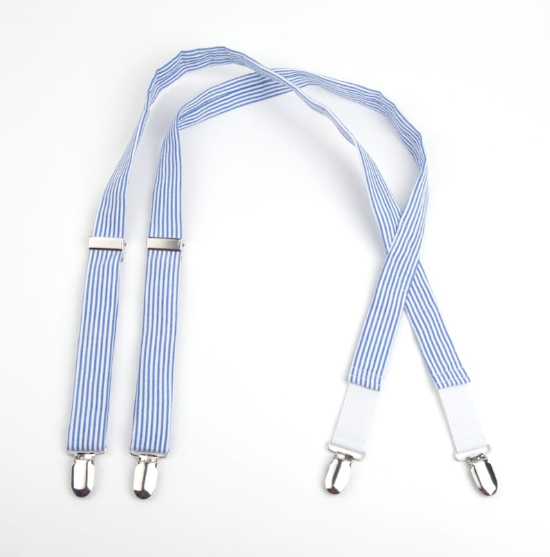Navy Blue Seersucker Suspenders, Blue Suspenders, Blue Stripe ...
