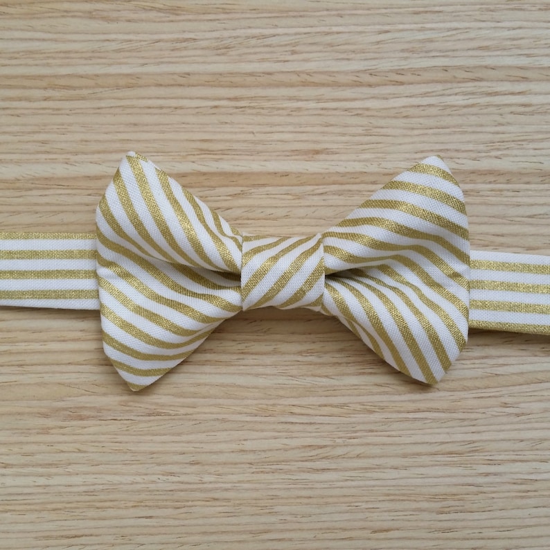Gold Stripe Bow Tie, Gold and White Bow Tie, Metallic Gold Bow Tie, Boy ...