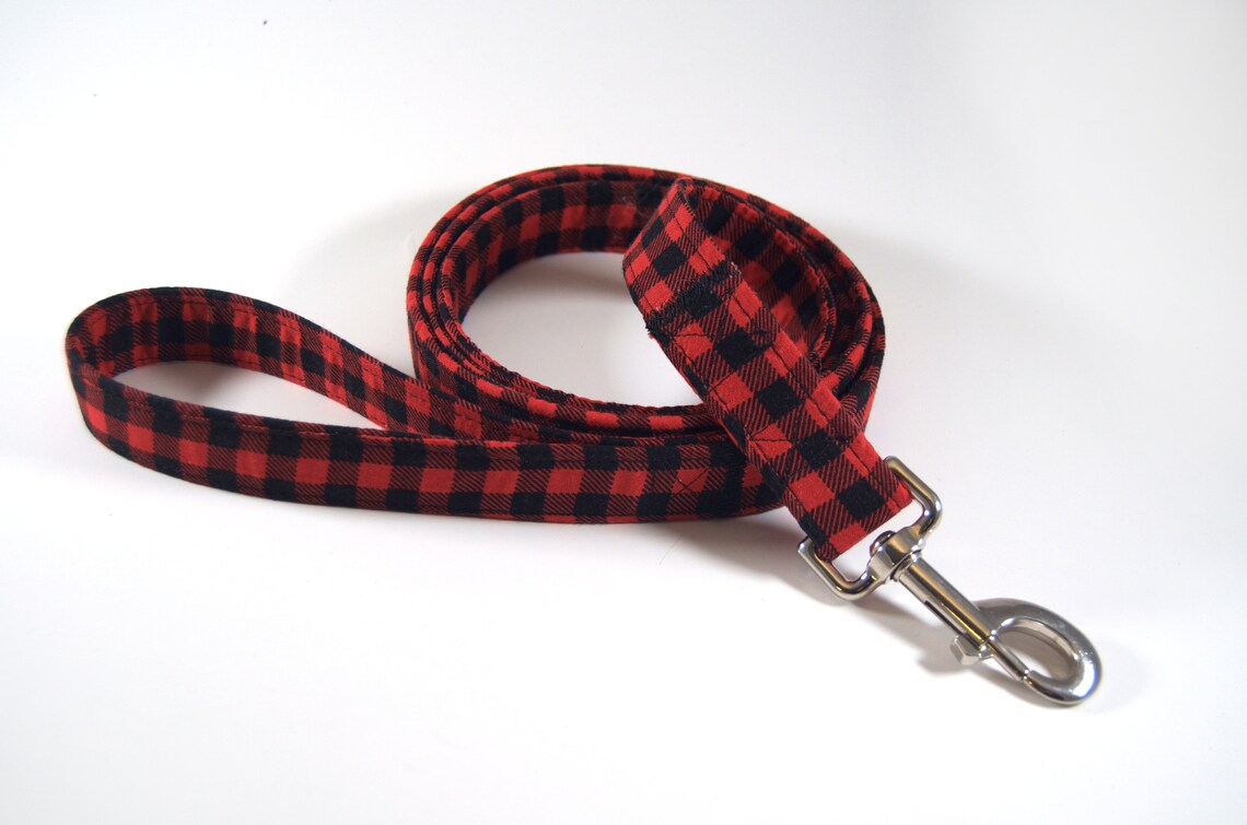 Buffalo Plaid Leash, Plaid Leash, Red and Black Leash, Christmas Leash ...