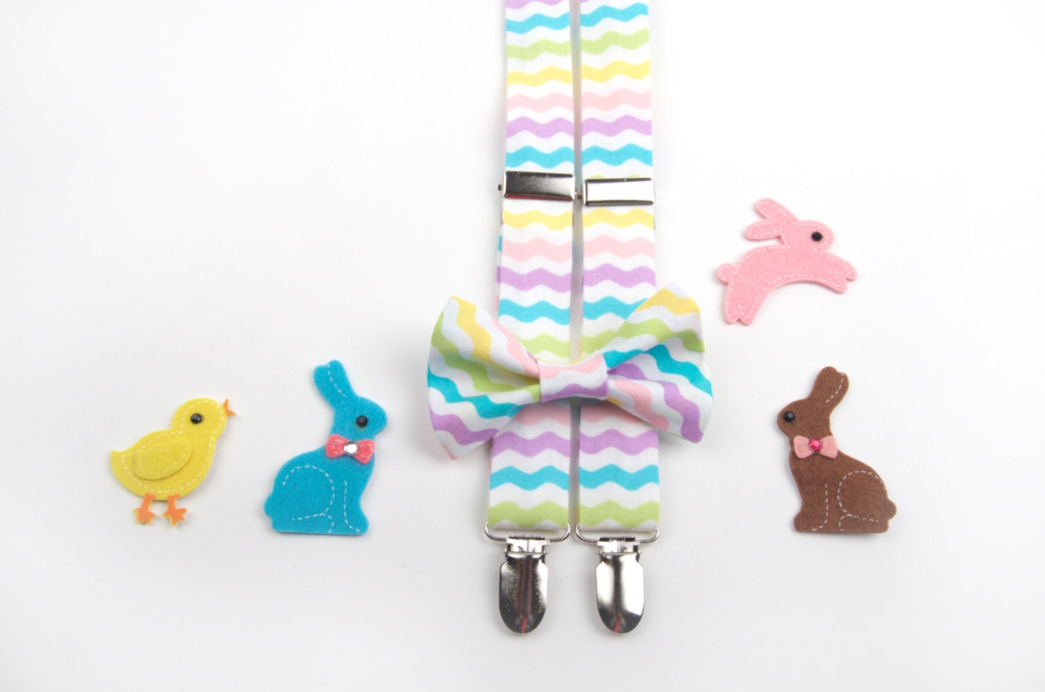 Easter Bow Tie & Suspenders, Pastel Bow Tie, Easter Suspenders, Easter ...