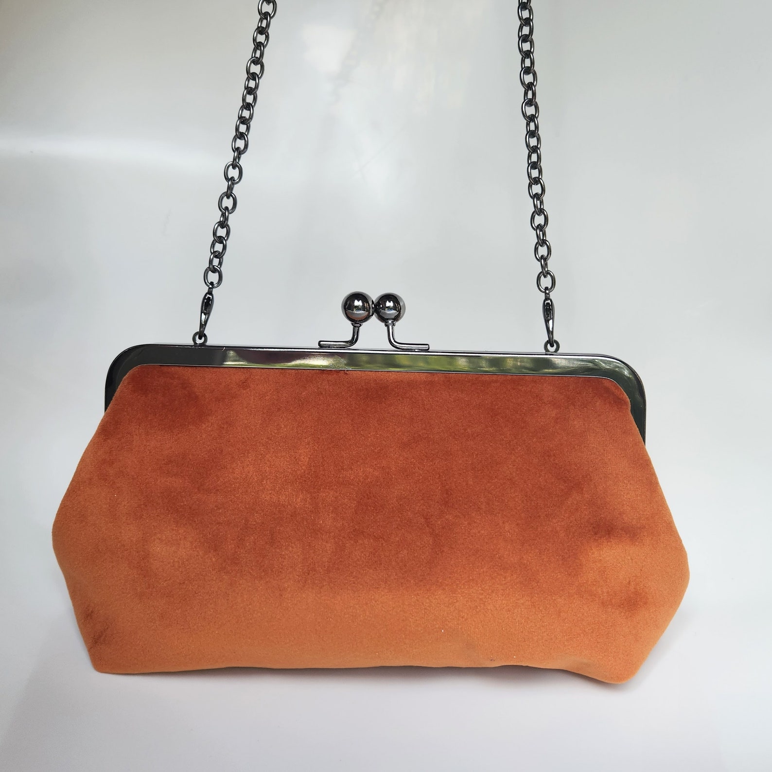 Rust Velvet Clutch, Orange Velvet Clutch, Velvet Clutch, Rust Evening ...