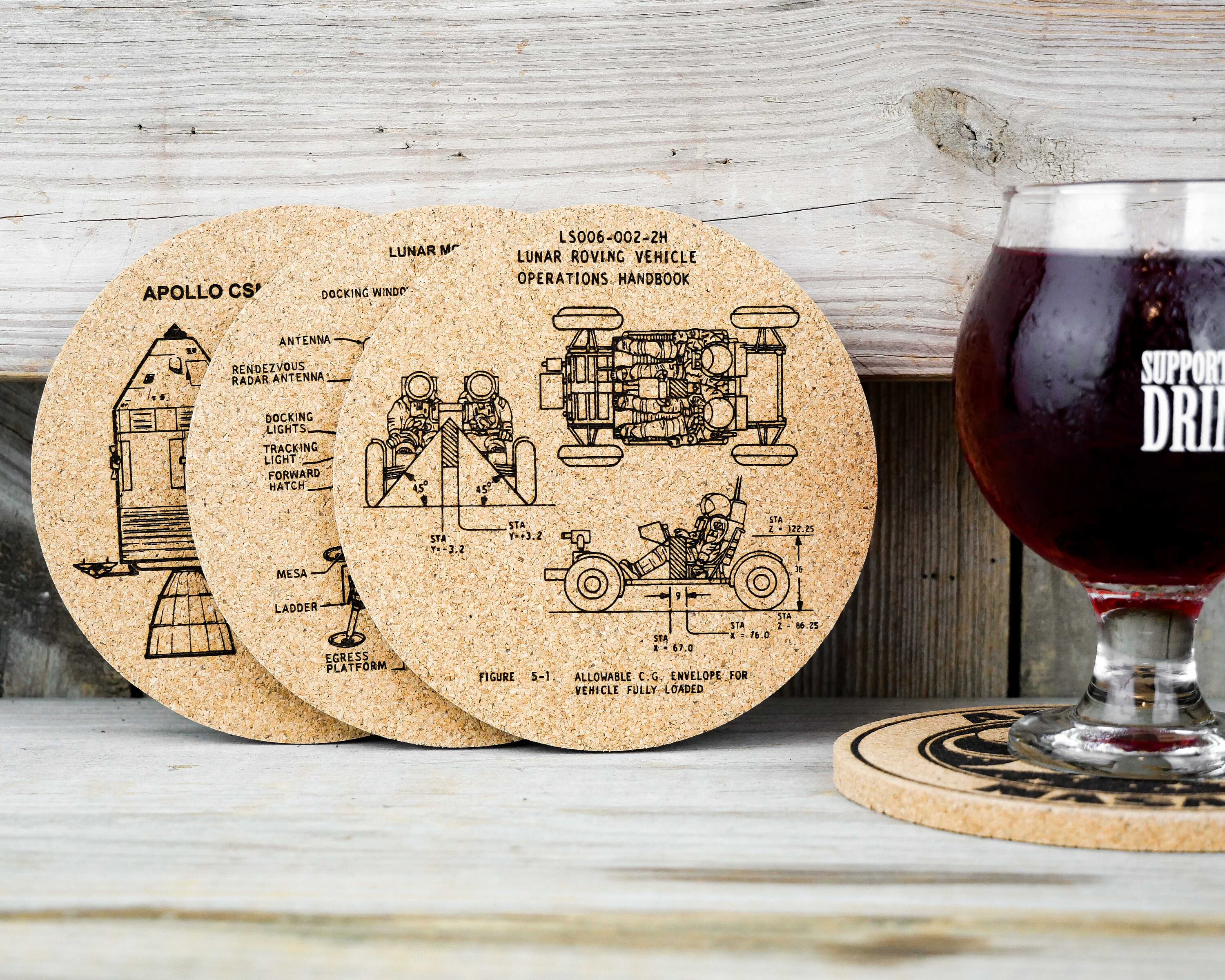 Cork Coasters NASA Apollo Mission Moon Landing Set of | Etsy