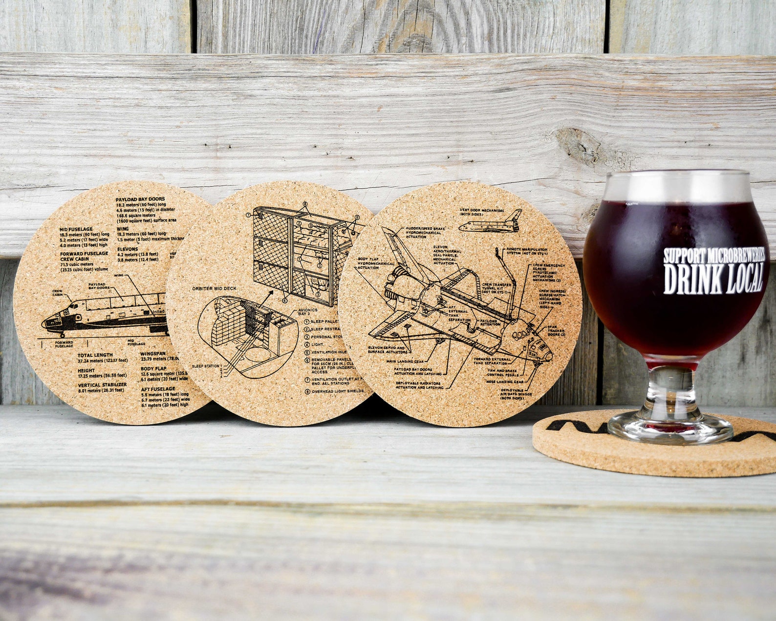 Cork Coasters NASA Space Shuttle Set of 4 | Etsy