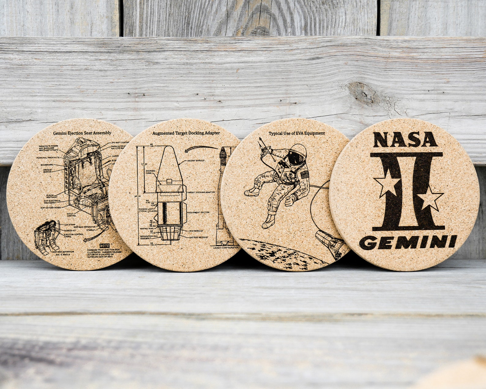 Cork Coasters NASA Project Gemini Set of 4 - Etsy