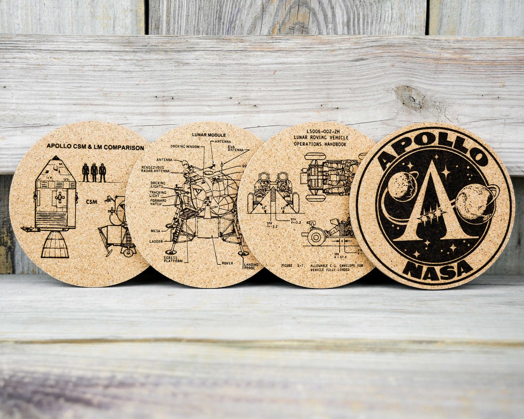 Cork Coasters - NASA - Apollo Mission - Moon Landing - Set of 4 - Etsy