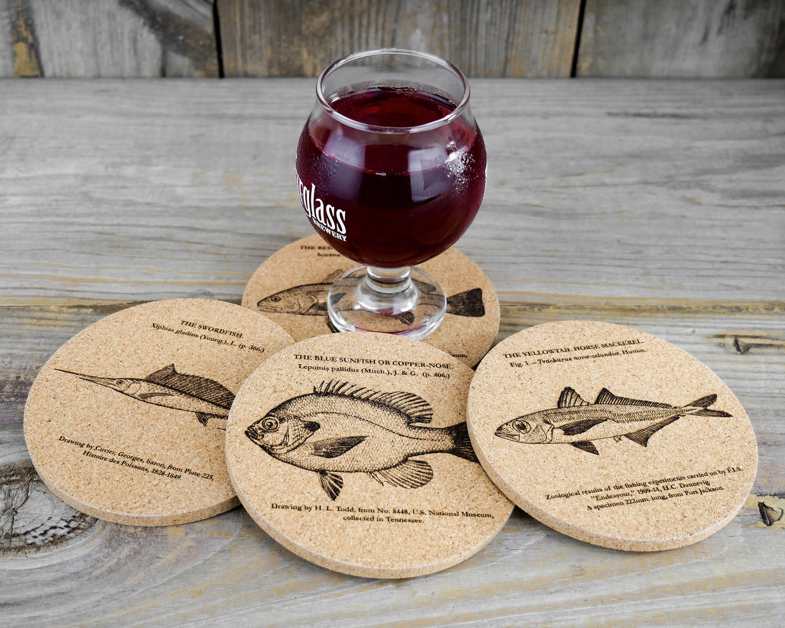 Cork Coasters Fish Set of 4 | Etsy