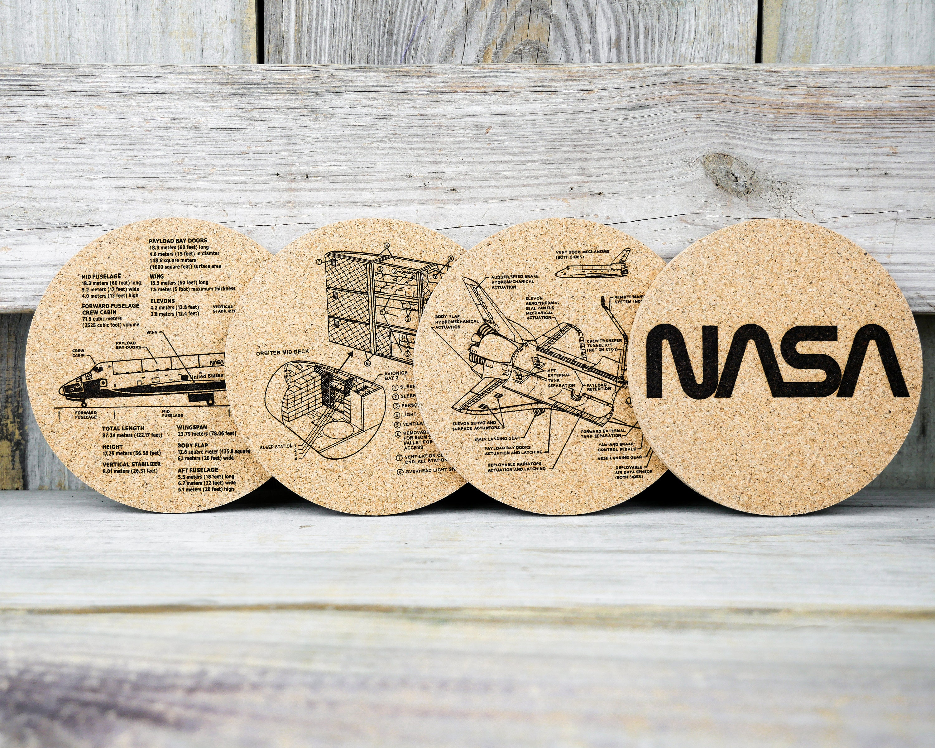Cork Coasters NASA Space Shuttle Set of 4 | Etsy