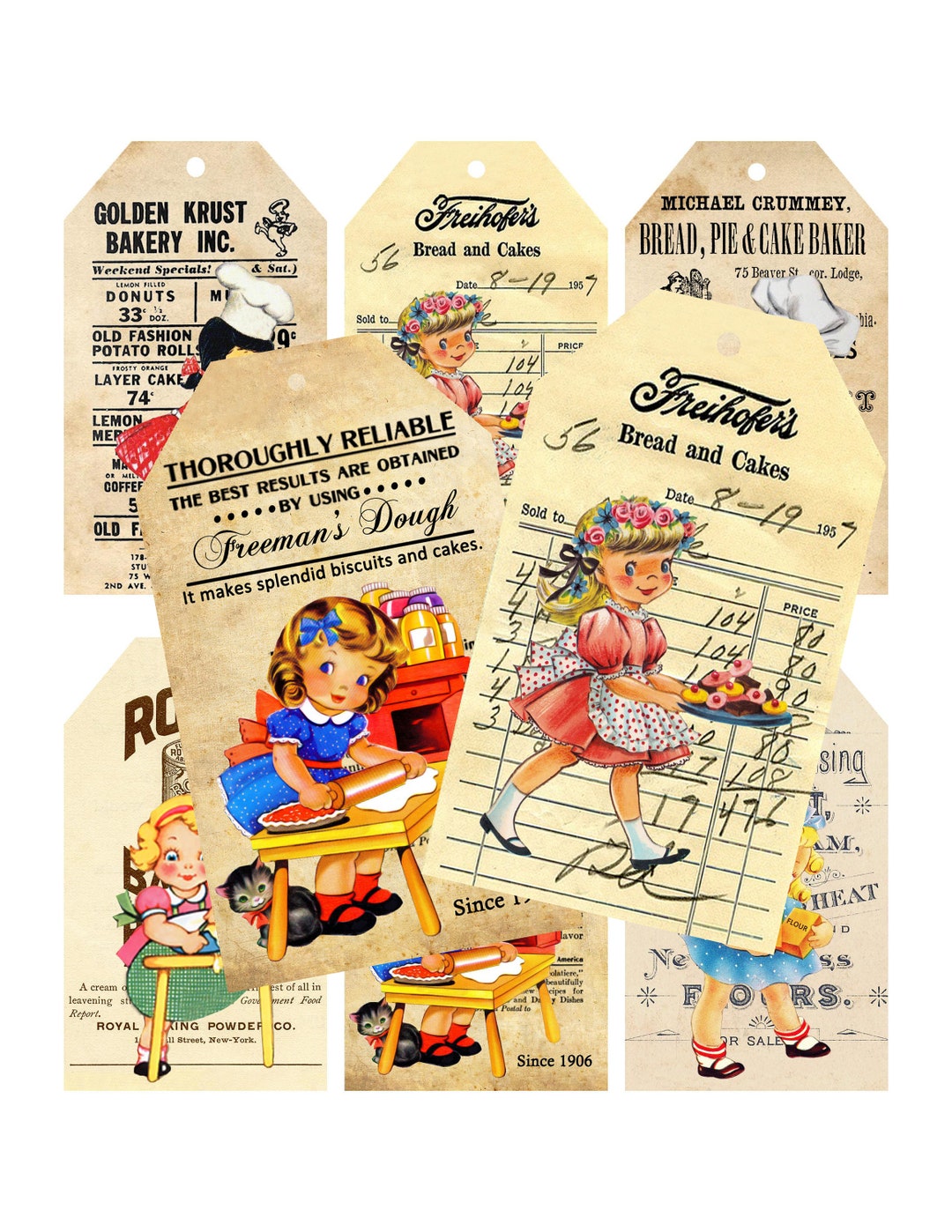 INSTANT DOWNLOAD, Vintage Baking Gift Tags, Vintage Baking Labels ...