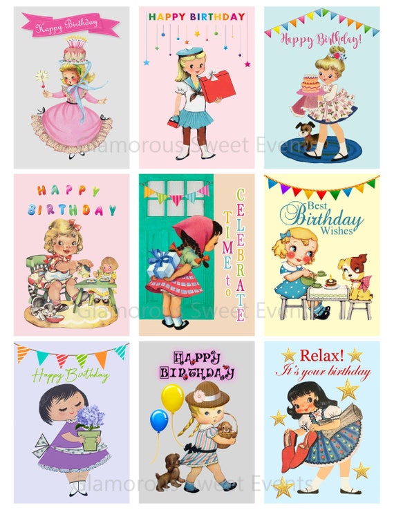 INSTANT DOWNLOAD Retro Birthday Children Digital Collage - Etsy