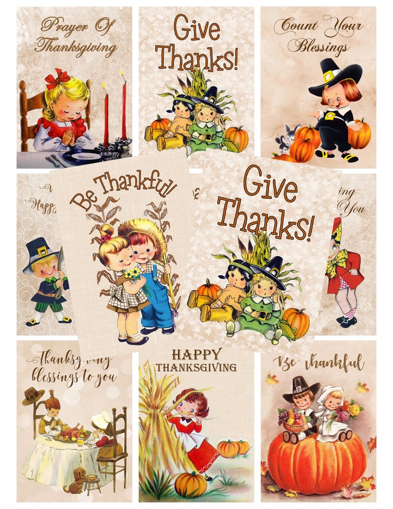 INSTANT DOWNLOAD, Vintage Thanksgiving Day Cards, Vintage Thanksgiving ...