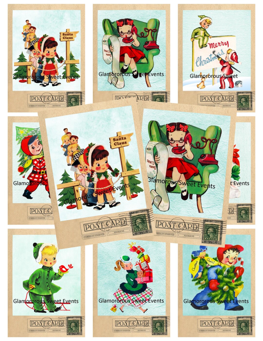 INSTANT DOWNLOAD, Vintage Christmas Postcards, Christmas Cards ...