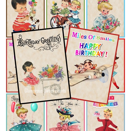 INSTANT DOWNLOAD Vintage Birthday Cards Retro Birthday Cards - Etsy