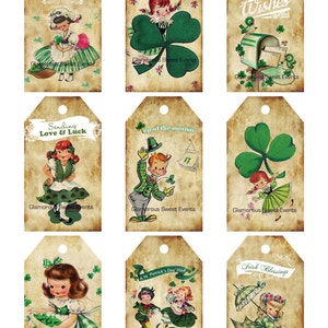 INSTANT DOWNLOAD, Printable Vintage St. Patrick's Day Gift Tags, St ...