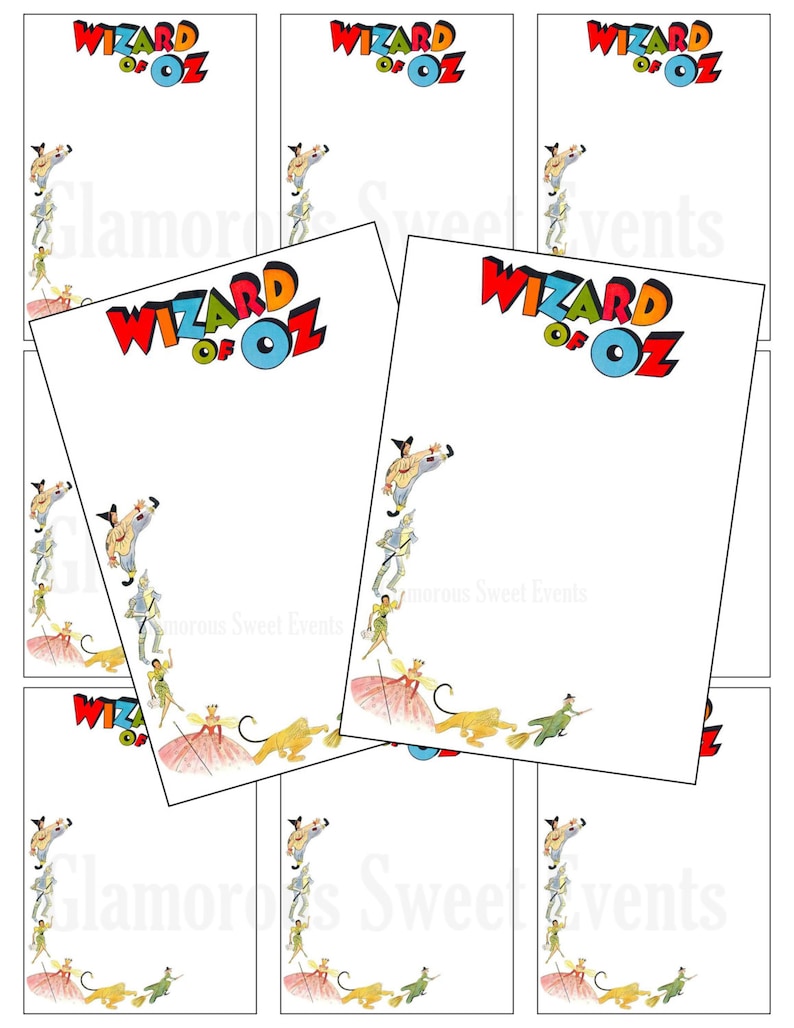INSTANT DOWNLOAD Vintage Wizard of Oz Note Cards Wizard of - Etsy