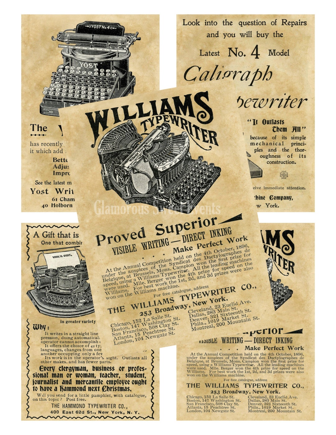 INSTANT DOWNLOAD, Vintage Typewriter Advertisements, Vintage Typewriter ...