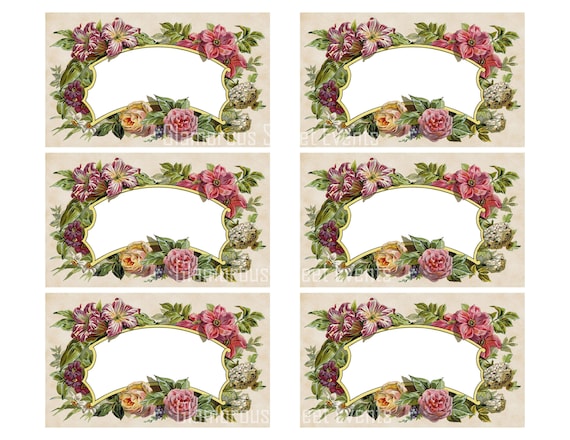 INSTANT DOWNLOAD Vintage Floral Labels Vintage Place Setting | Etsy