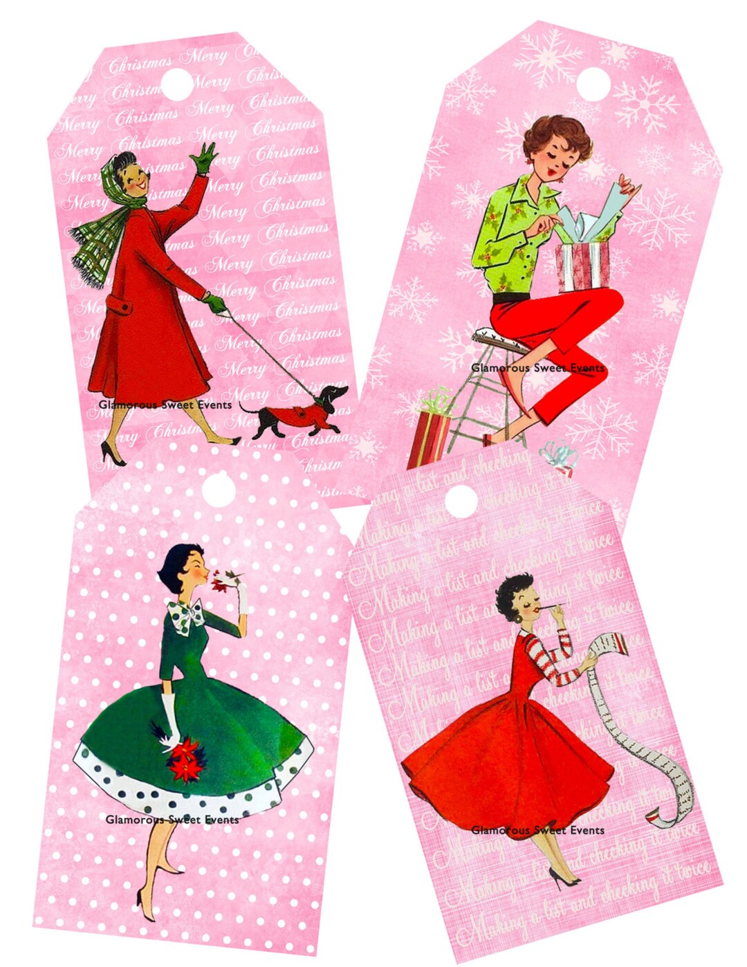 INSTANT DOWNLOAD, Retro Christmas Tags, Hanging Christmas Tags ...