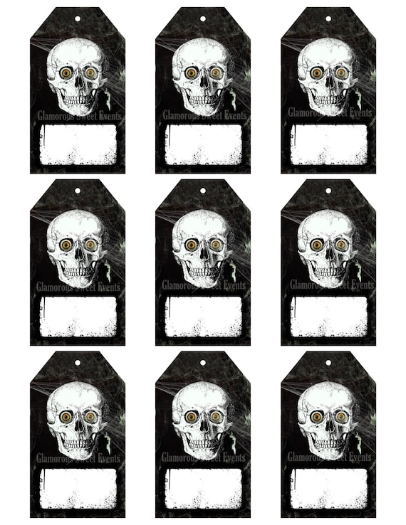 INSTANT DOWNLOAD Halloween Gift Tags Skeleton Tags | Etsy