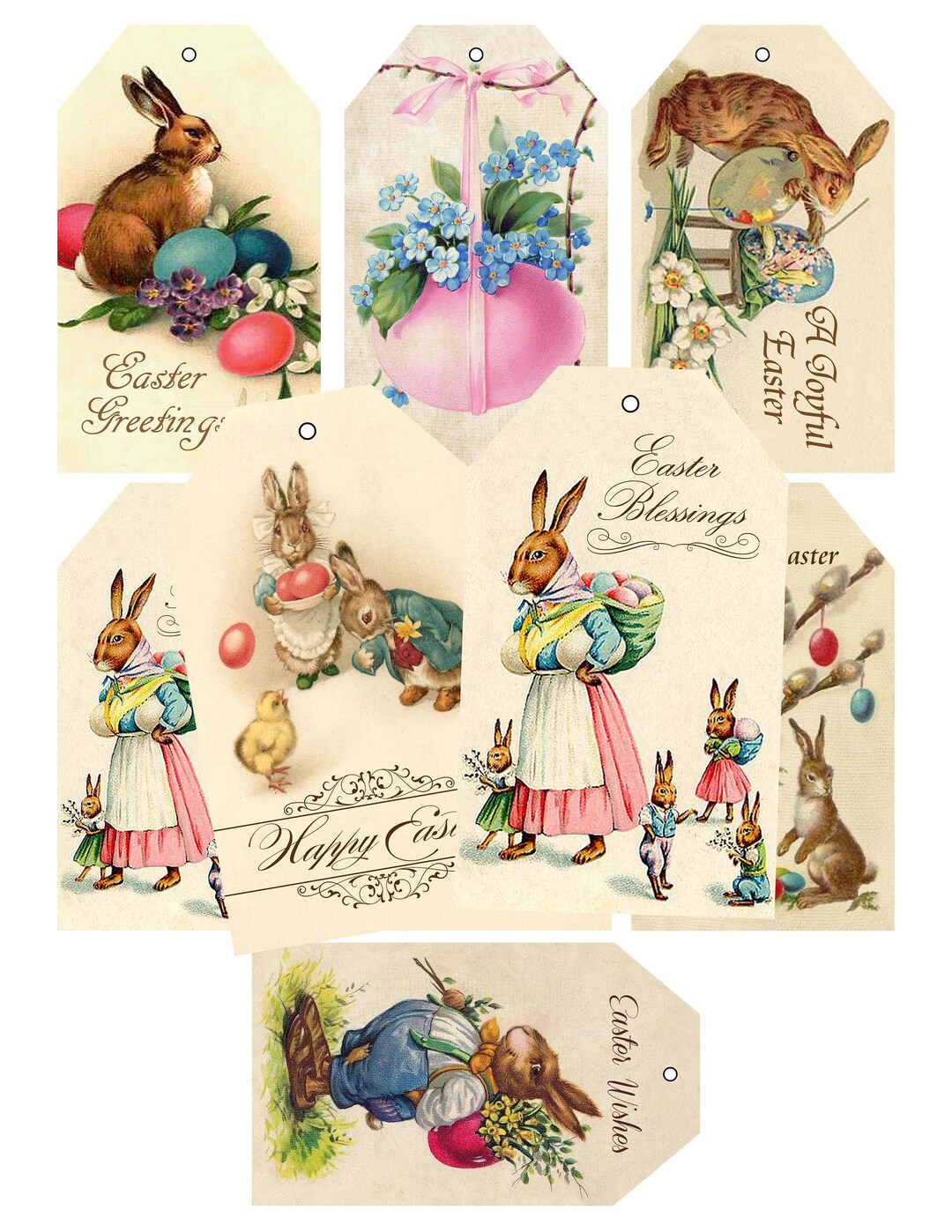 INSTANT DOWNLOAD, Vintage Easter Tags, Easter Collage Sheet, Printable ...