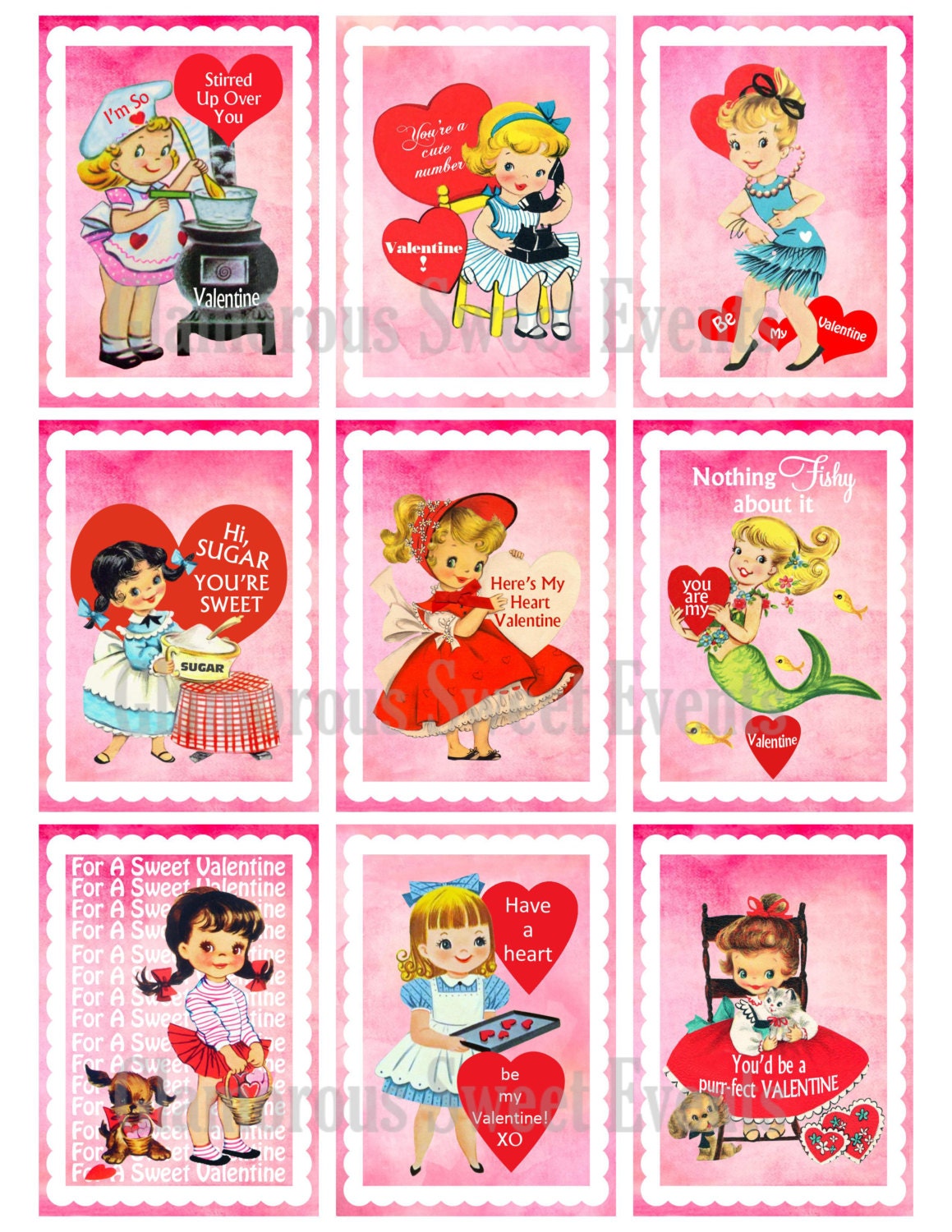 INSTANT DOWNLOAD Vintage Valentine Cards Collage Sheet | Etsy