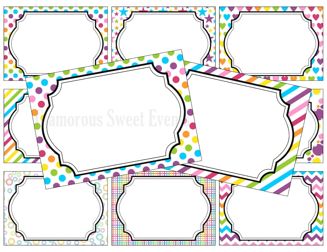 INSTANT DOWNLOAD, Rainbow Labels, Colorful Labels, Birthday Labels ...