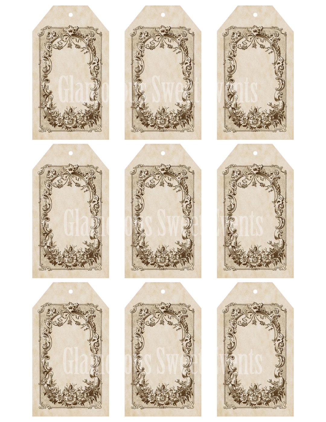 INSTANT DOWNLOAD, Vintage Blank Hanging Gift Tags, Vintage Blank Labels ...