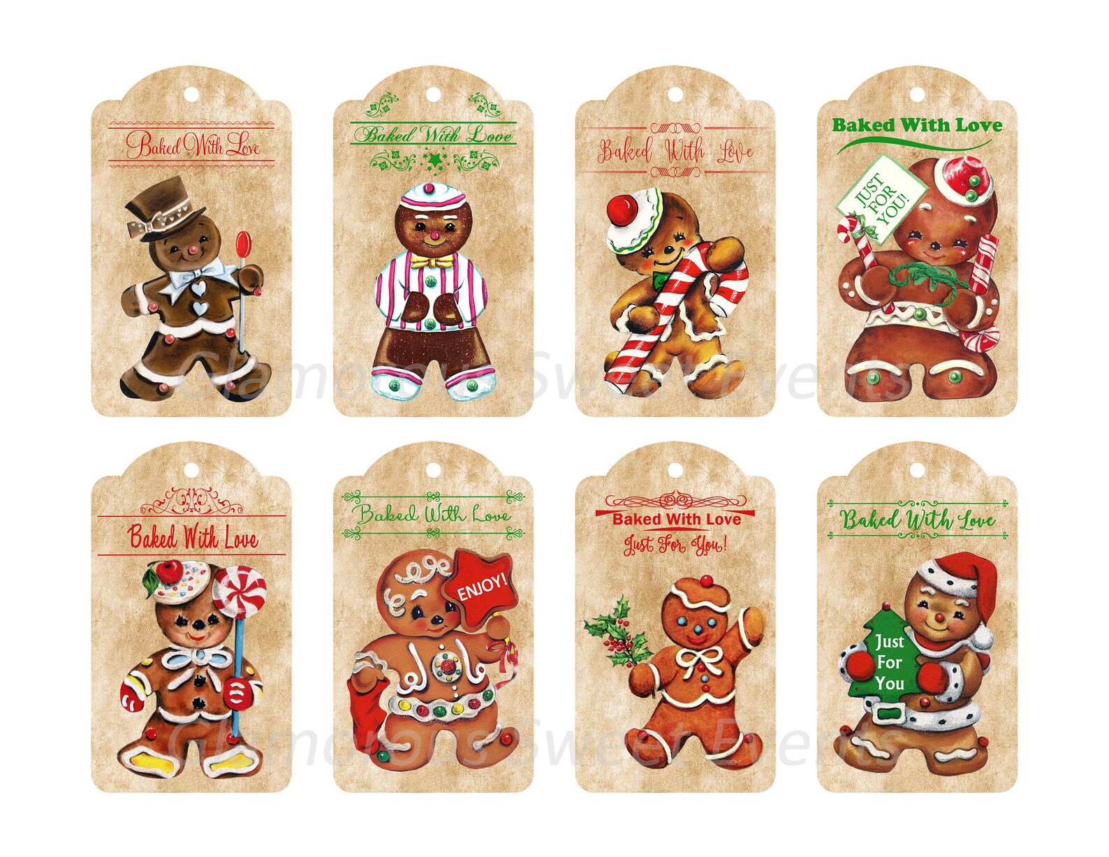 INSTANT DOWNLOAD 3.5 X 2 Inches Gingerbread Gift Tags - Etsy