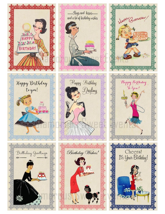 Vintage Birthday Cards Clip Art