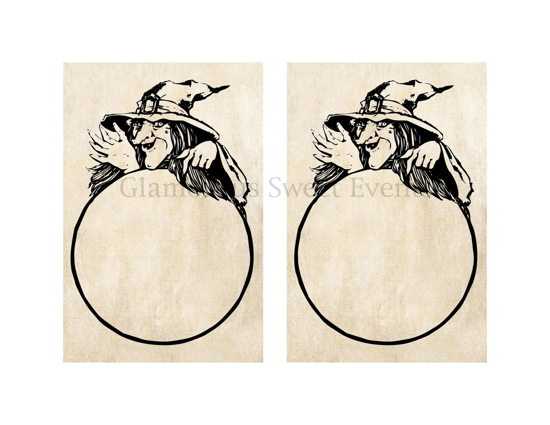 INSTANT DOWNLOAD, Halloween Witch Labels, Vintage Halloween Cards ...