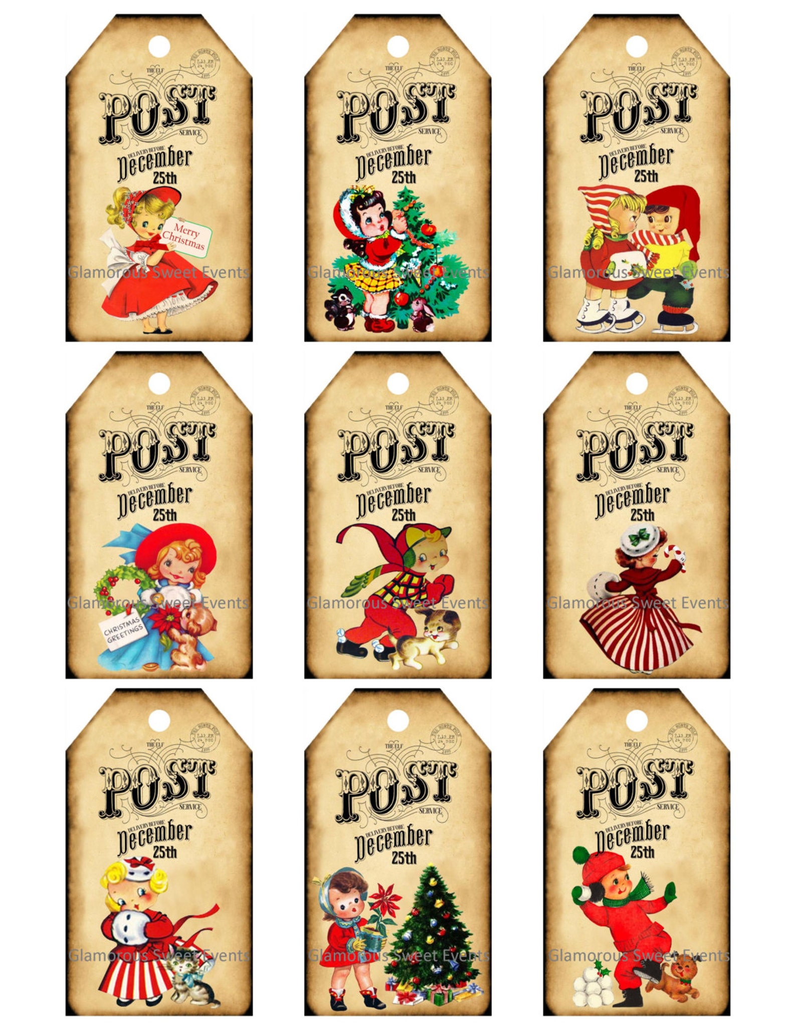 INSTANT DOWNLOAD Christmas Tags Post Office Holiday Tags | Etsy