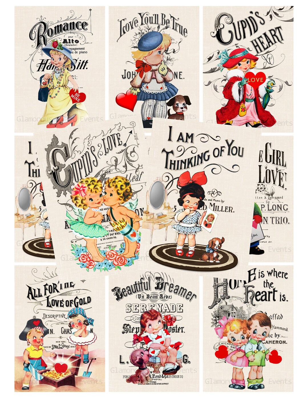 INSTANT DOWNLOAD, Vintage Valentine Cards, Valentine Labels, Printable ...