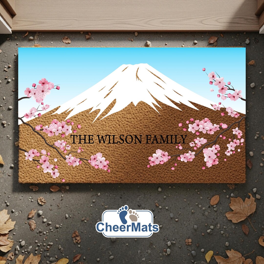 Personalized Family Doormat, Custom Name Welcome Mat, Japanese Sakura ...